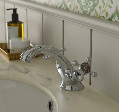 Heritage Trinity hrome Basin Mixer Tap, Crosshead Bathroom Sink Tap ...