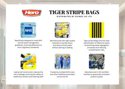HERO 80L MEDICAL TIGER STRIPE BIN BAGS CLINICAL HYGIENE WASTE HEAVY ...