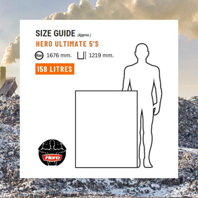 Hero Ultimate 158L Heavy Duty Bin Bags 5 X 90kg Waste Rubbish Bags ...