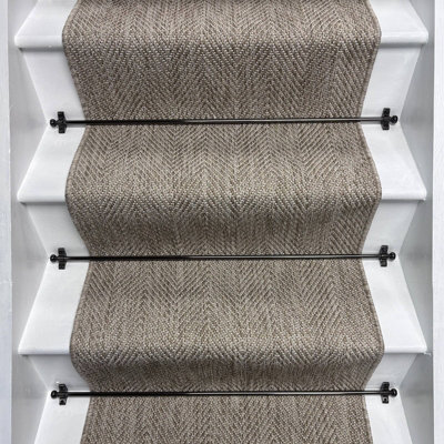 Herringbone Capri Cream Stair Runner With 100% Wool Cream Edge 55 700
