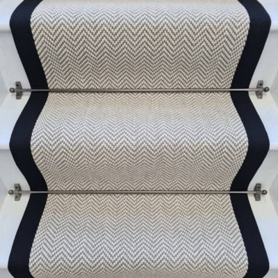 Herringbone Dapple Pure Wool Stair Runner With 100% Cotton Border 55 650