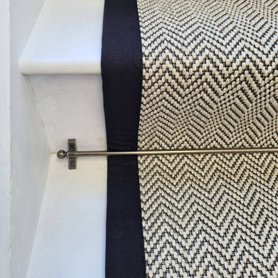 Herringbone Java Stair Runner With 100% Cotton Black Border 55 650