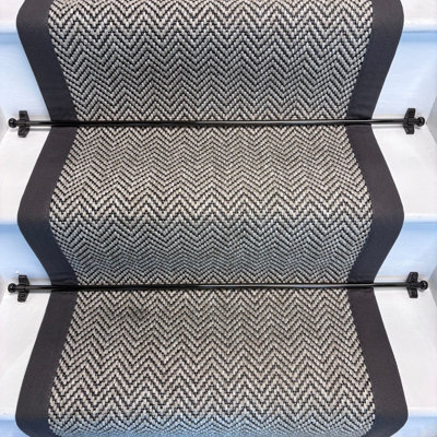 Herringbone Java Stair Runner With 100% Cotton Grey Border 55 700