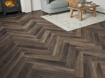 Herringbone LVT Luxury Vinyl Tile Flooring Waterproof Click Fit Wood ...