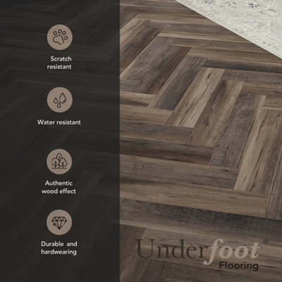 Herringbone LVT Luxury Vinyl Tile Flooring Waterproof Click Fit Wood ...