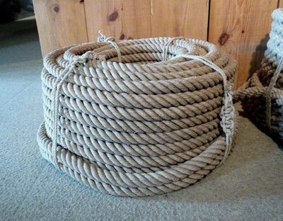 Hessian Jute Natural Rope Twisted Braided Decking Garden Boating Sash ...