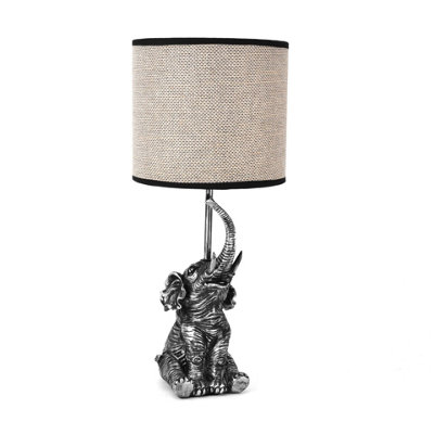 Hestia Elephant Table Lamp with Natural Shade