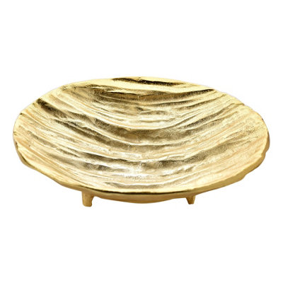 Hestia Gold Metal Round Textured Display Bowl 23cm