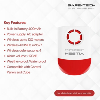 HESTIA Mains Powered Indoor Outdoor Siren for SAFE-TECH Smart Home ...