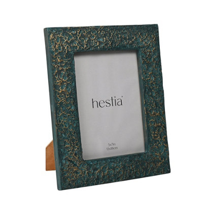HESTIA PHOTO FRAME TEAL WITH GOLD IMPRINT - 5" X 7"