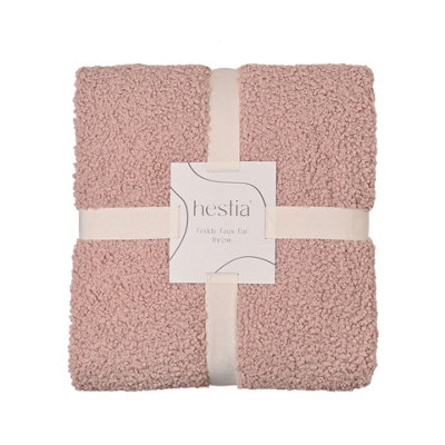 Hestia Pink Teddy Throw 150cm x 150cm
