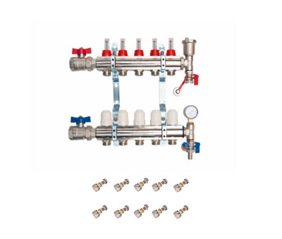 Hetta Manifold 5 way c/w Iso Valves, Gauges with 10 Free Connectors