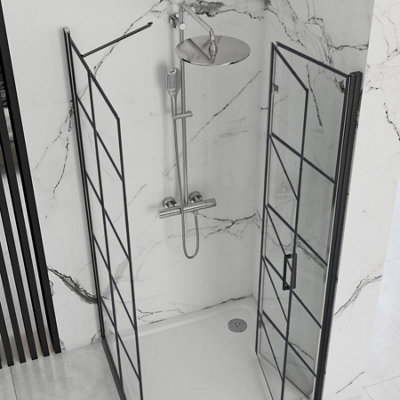 Hex 900mm x 900mm Black Framed Bi-fold Frameless Shower Enclosure | DIY ...