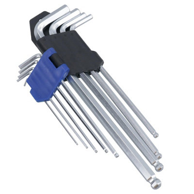 Hex / Allen Keys Ball Ended Metric 1.5mm - 10mm 9pc Set Extra Long ...