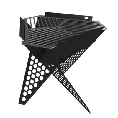 Hex Collapsible Portable Outdoor BBQ and Fire Pit - Matt Black