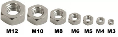 Hex Full Nut BZP Nuts Bolts Fixings Thread Bright Zinc Plated M4 - M10 Hexagon