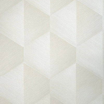 Hex Geometric Wallpaper in Ivory | DIY at B&Q