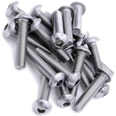 Hex Socket M10x30mm ( Pack of: 5 ) Button Head Bolts Screws A2 304 Stainless Steel (ISO 7380 ...