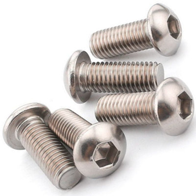 Hex Socket M4x50mm ( Pack of: 5 ) Button Head Bolts Screws A2 304 Stainless Steel (ISO 7380 ...