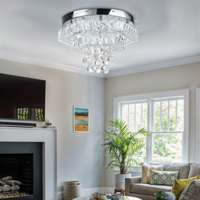 Hexagon Crystal LED Ceiling Light - 36W Dual-Layer Design with ...