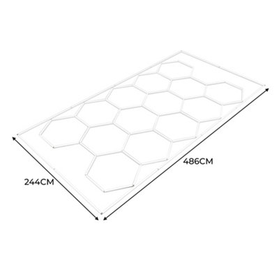 Hexagon LED Lights x 2 & Vented Garage Floor Tiles With Edges - 120 ...