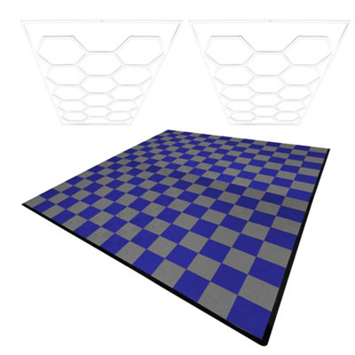Hexagon LED Lights x 2 & Vented Garage Floor Tiles With Edges - 120 ...