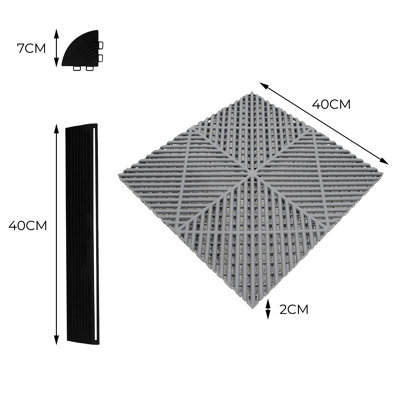 Hexagon LED Lights x 2 & Vented Garage Floor Tiles With Edges - 165 ...