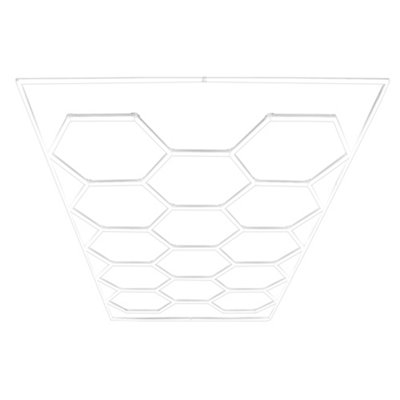 Hexagon LED Lights x 2 & Vented Garage Floor Tiles x 225 With Edges - Grey