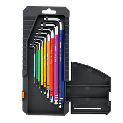 Hexagonal colour coded extra long allen keys with ball end hex keys in ...