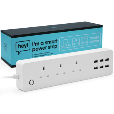 Hey Smart Power Bar (3 plug + 6 USB) | DIY at B&Q