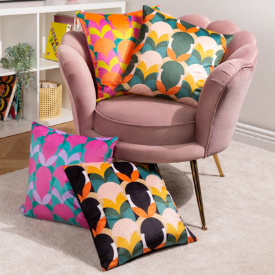 Heya Home Raeya Art Deco Velvet Feather Filled Cushion