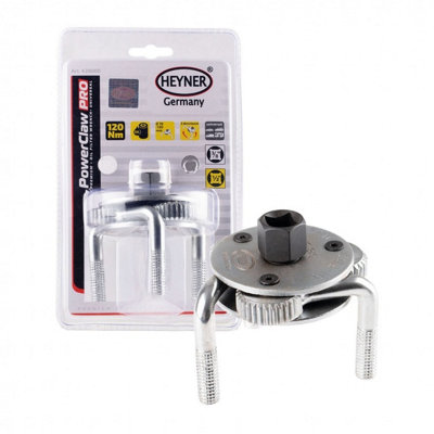 HEYNER Germany Car Oil Filter Wrench 3 Leg Removal Tool 1/2" 3/8" 70-130mm PowerClaw H439000