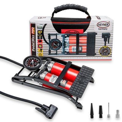 Heyner Premium Double Barrel Foot Air Pump With Manometer 10 Bar 140PSI ...