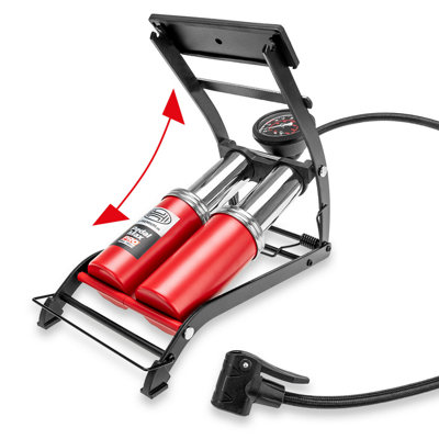 Heyner Premium Double Barrel Foot Air Pump With Manometer 10 Bar 140PSI ...