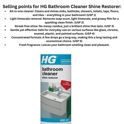 HG Bathroom Cleaner Shine Restorer, Bath Cleaner & Light Limescale ...