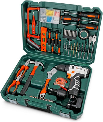 Hi-Spec 108pc Complete Hand Tool Kit Set with Cordless Screwdriver & Drill