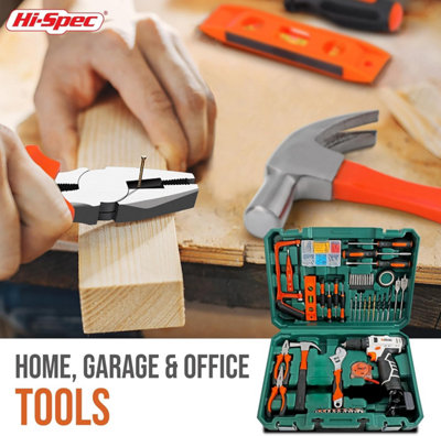 Hi-Spec 108pc Complete Hand Tool Kit Set with Cordless Screwdriver & Drill