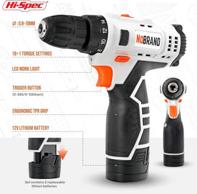 Hi-Spec 108pc Complete Hand Tool Kit Set with Cordless Screwdriver & Drill