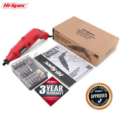 Hi-Spec 130W Rotary Tool Kit Set with 121 pc Box Set Dremel Compatible ...