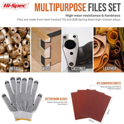 Hi-Spec 17pc Steel Metal Hand File & Needle File Tool Kit Set. Flat ...
