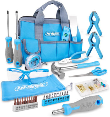 Hi-Spec 34pc Blue Home DIY Tool Kit. Complete Household Hand Tools.