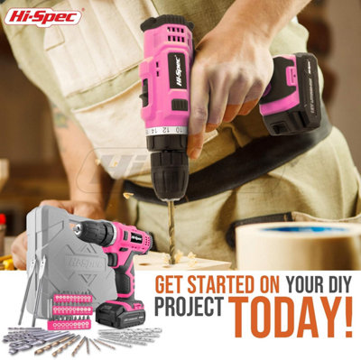 Hi-Spec 50 Piece 12V Pink Drill Driver & Multi Bit Set. High Speed ...