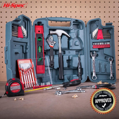Hi-Spec 53pc Mechanics Hand Tool Kit Set Basic DIY Toolbox for Home