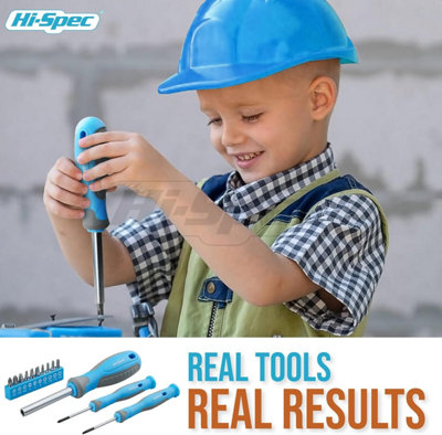 Hi-Spec Blue Beginner Tool Kit Set. Complete Real Hand Tools for DIY ...