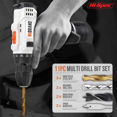Hi-Spec Household Tool Kit Set with 12V Cordless Drill & Electric ...