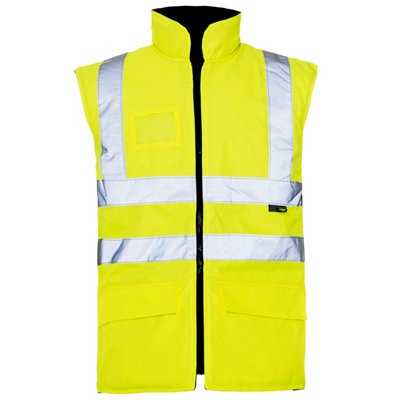 Hi-Vis Interactive Reversible Twill Lined Bodywarmer Yellow - 4XLarge
