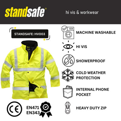 Hi Vis Jacket Workwear Parka - standsafe HV003 - Yellow