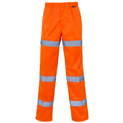 Hi-Vis Orange P/C Trouser 3 Band Reg - W28 MTO