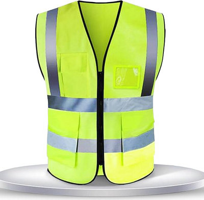 Hi Vis Safety Vest with Pockets and Zip Front High Visibility Workwear ...