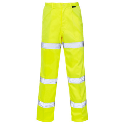 Hi-Vis Yellow P/C Trouser 3 Band Reg - W32